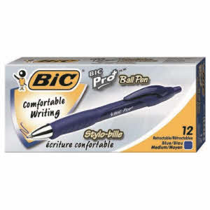 BIC® Pro+ Retractable Ballpens Medium Blue, Box 12